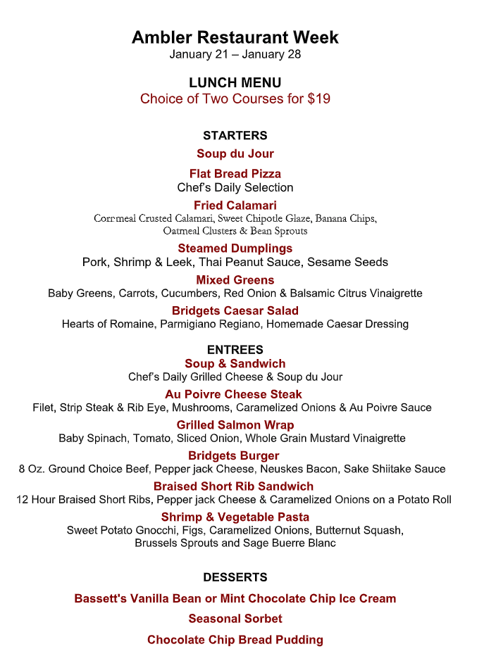 It's Ambler Restaurant Week - See What's on the Menu - Around Ambler