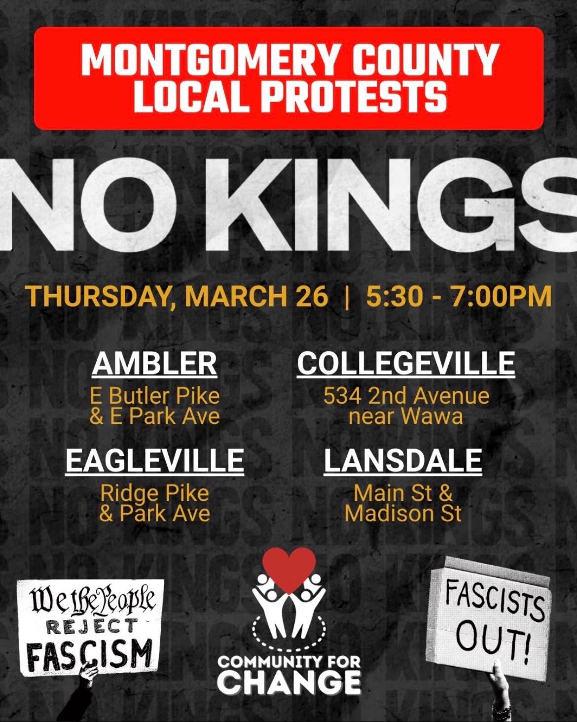 Ambler chosen as a site for ‘No Kings’ protest on March 26, 2 days ...